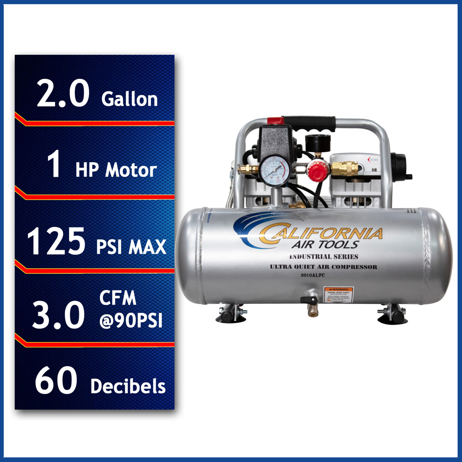 CALIFORNIA AIR TOOLS 2010ALFC Ultra Quiet 1.0 Hp, Oil-Free, Lightweight ...